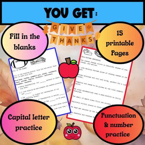 Typing Fall no prep printable worksheet pages elem/middle school