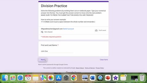 Division Google Forms (Self-Grading) Divisors from 2-12 | TPT