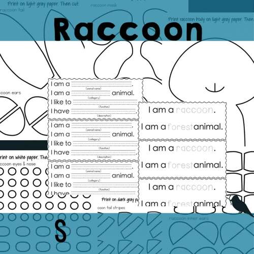 Raccoon Craft Woodland Forest Animals Winter Speech Therapy by Bluebird ...