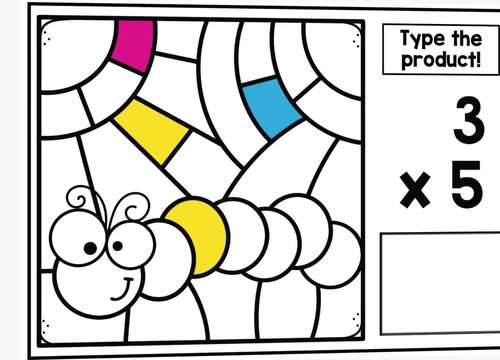 Spring Mixed Multiplication Facts Practice Math Color by Number Boom Cards