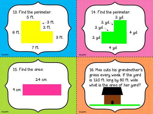 Perimeter & Area Task Cards | Digital & Print by Joyful 4th | TPT