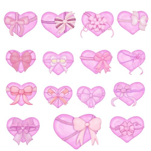 Pink Heart and bows, Clipart Heart and Bows , Heart and Bows Clipart
