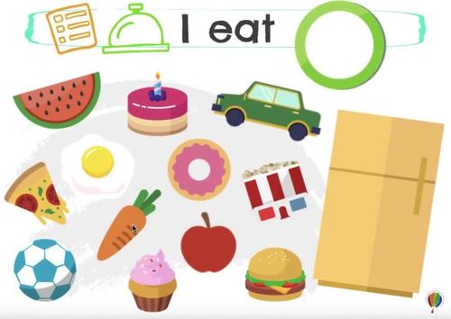 Sentence Building Food Items Boom™ Cards by Teacher Camille | TpT