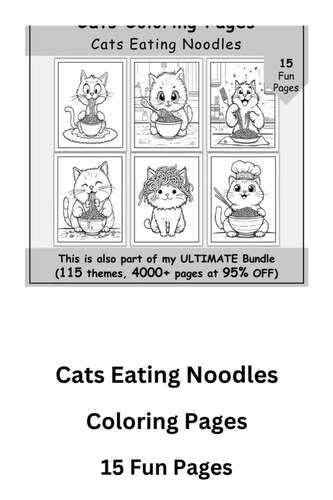 Cats Eating Noodles Coloring Pages | Creative Printables for Kids ...