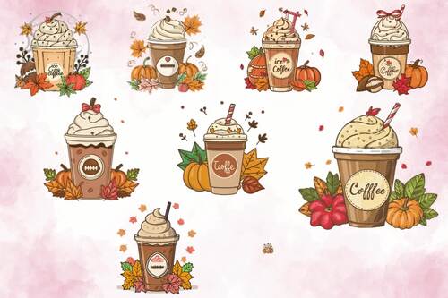 Watercolor Fall Drink Clipart, Autumn Coffee Illustrations Clipart ...