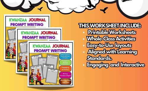 Kwanzaa Journal Writing Prompt Activities Morning Work 4th,5th,6th,7th ...