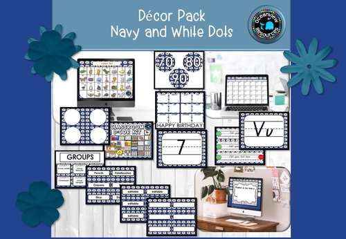 CLASSROOM DECOR I NAVY AND WHITE I labels, signs, posters and charts