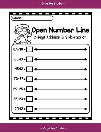 2-Digit Open Number Line Addition and Subtraction Worksheets | TPT