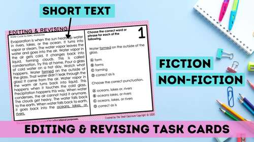 Editing and Revising Task Cards for Grade 3-5 BEST Standards Print & Google
