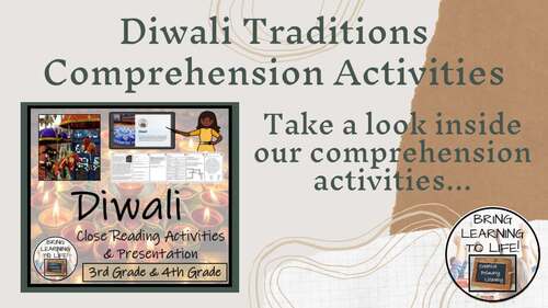 Diwali Close Reading Comprehension Activities | 3rd Grade & 4th Grade