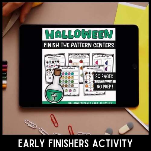Halloween Finish the Pattern Pre-k and 1st Grade Centers Pumpkin | Fall ...