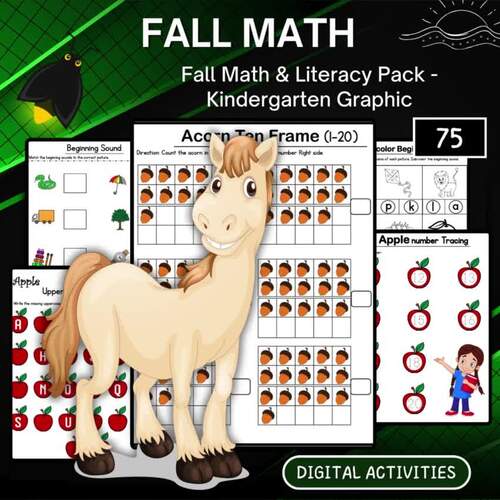 Fall Math & Literacy Pack - Kindergarten Graphic by GLD Worksheet Kids