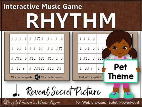 Interactive Rhythm Game Dotted Quarter Note Reveal Secret Picture {Pets}