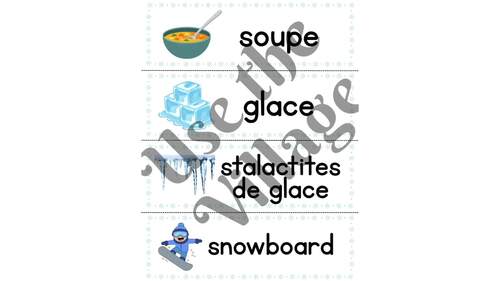 FRENCH Winter Word Wall! Kindergarten January Feb Vocabulary Write the Room