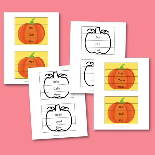 Pumpkin and Fall Themed 1 Syllable Rhyming Word Puzzles | TPT