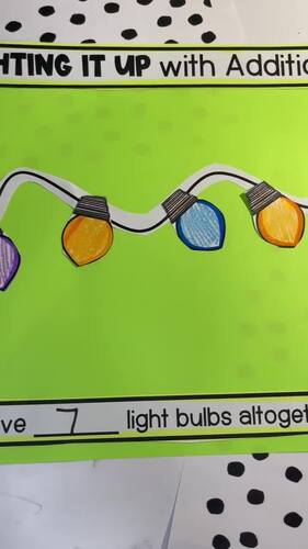 Christmas Addition Math Craft Light Bulb by The Teaching Diva Corner