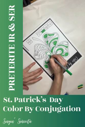 Preterite IR & SER St. Patrick's Day Color By Conjugation by SinginSeñorita