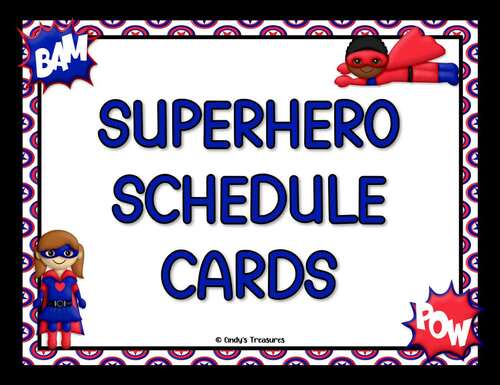 Superhero Daily Schedule Cards by Cindy's Treasures | TPT