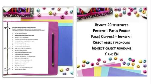 French Double Pronouns Worksheet - Pronoms Français | TPT