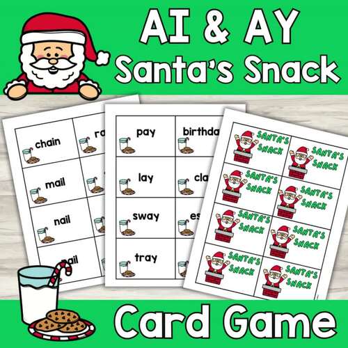 AY AI Vowel Teams Christmas Card Game | Phonics Reading Centers Stations