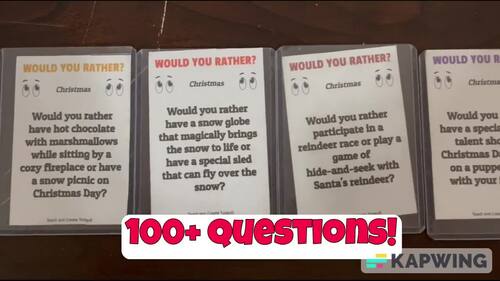 Would You Rather Cards Christmas 100+ Conversation Questions Social Skills