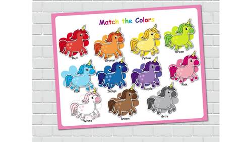 Unicorn Color Matching Activity for Kids, Toddler Color Printables
