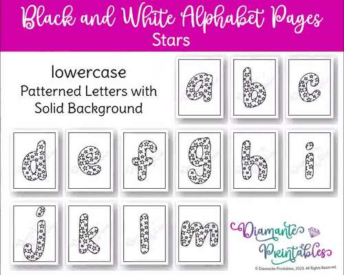 Printable Alphabet Poster Bundle | Stars Bulletin Board Letters | Black ...