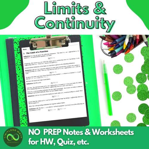 Limits and Continuity - Notes & Worksheets by Limitless Math Worksheets