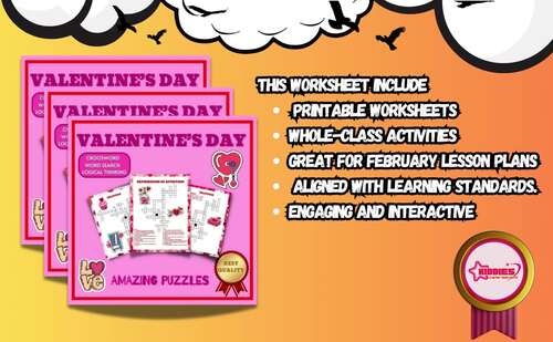 Valentine's Day Crossword Word Search Puzzles Activities 2nd,3rd,4th ...
