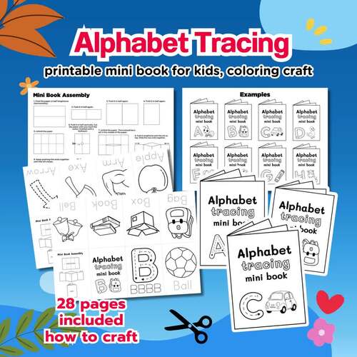 Alphabet Tracing Mini Book Craft for Kids, Handwriting Practice ...