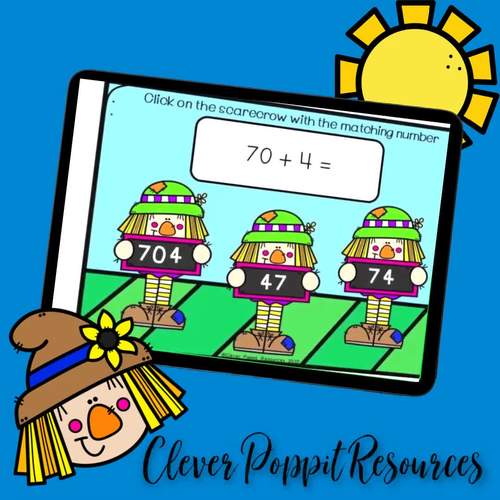 Two Digit Numbers Place Value Scarecrows - Boom Cards | TPT