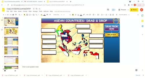 ASEAN countries: Drag & Drop Worksheet: Google Slides + Powerpoint Version