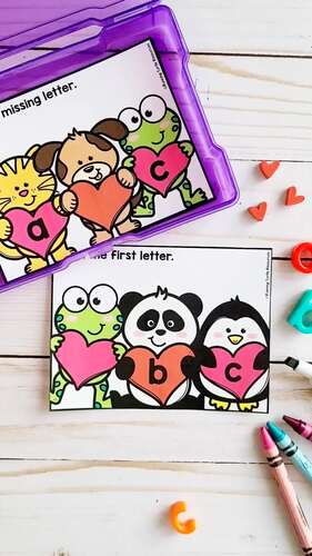 Kindergarten Literacy Centers l Valentines Day Task Cards | TPT