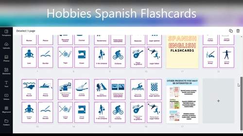 HOBBIES Spanish flashcards leisure activity by Language Forum | TPT