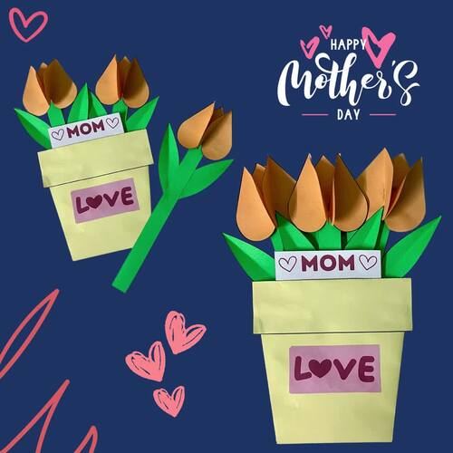 Mother's Day 3D Tulip Pot Craft | Card Activity | Printable Flower Gift ...