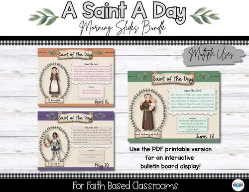 Saint of the Day Bundle | Catholic Daily Slides, Bulletin Board ...