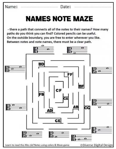 Alto Clef Note Reading Mastery! Fun Worksheets & Maze Game (Distance ...