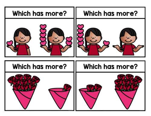 Valentine's Math Center | More or Less Task Cards by E is for Erica