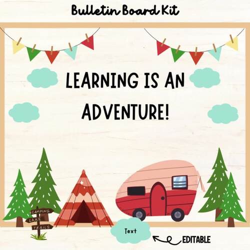 Camping Summer Bulletin Board Kit Learning is an Adventure Classroom Decor