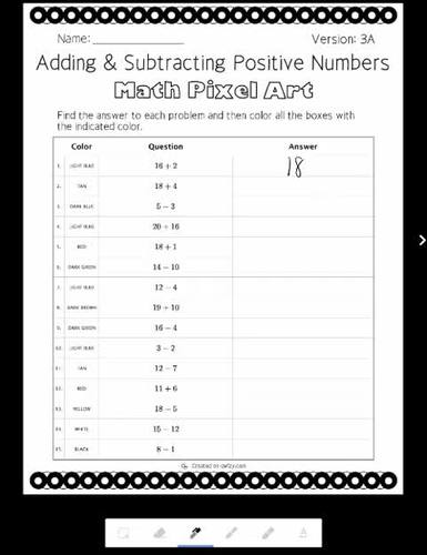 Super Mario: Adding & Subtracting Positive & Negative Integers Pixel Art