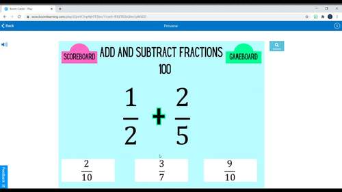 5th Grade Fractions Review Quiz Show Boom Cards | 5th Grade Math