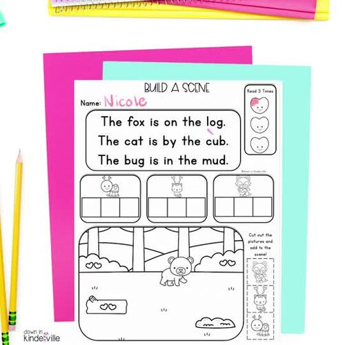 Build a Scene Valentine: CVC Words, Digraphs, Blends, CVCe Words | Phonics