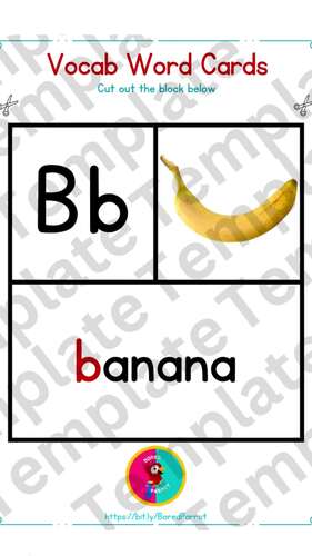 Kindergarten Vocabulary Cards | Letter B | Phonics | Writing | Reading