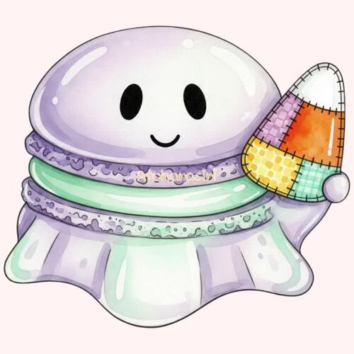 Halloween Macaron Clipart Set – 17 Kawaii Spooky Watercolor PNGs,