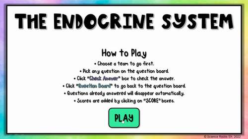 Endocrine System Biology PowerPoint™ Game Show Activity by Science Rocks Eh
