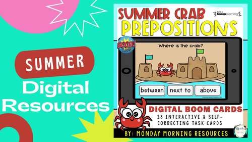 Summer Crab Prepositions - Summer Vocabulary Boom Cards™ | TPT