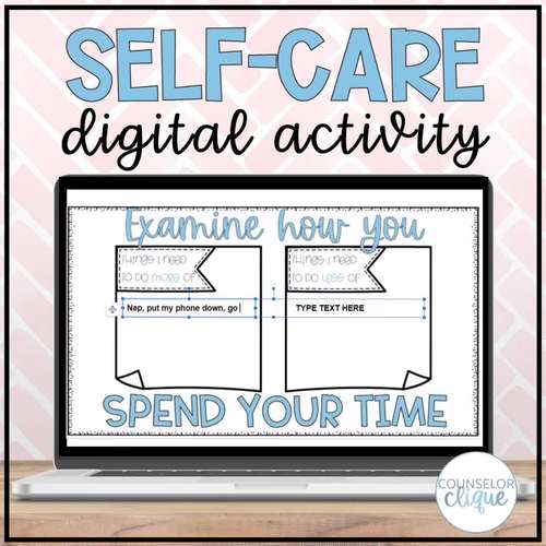 Self-Care Digital School Counseling Activity by Counselor Clique