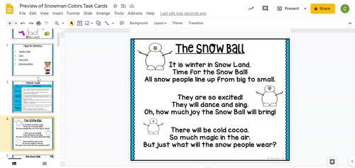 Winter Color Words Digital Literacy Center Pre-K and Kindergarten ...