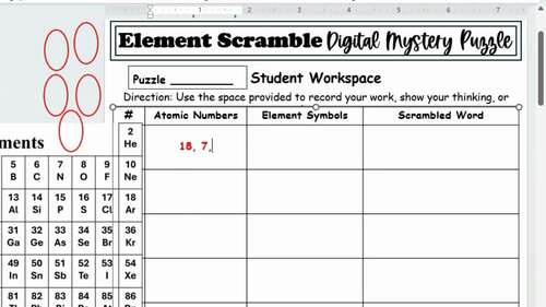 Element Scramble Activity, Periodic Table, GOOGLE SHEETS DIGITAL ...