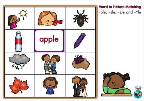 CONSONANT LE ENDING PLE TLE ZLE PHONICS BOOM CARDS 2 SYLLABLE WORDS ...